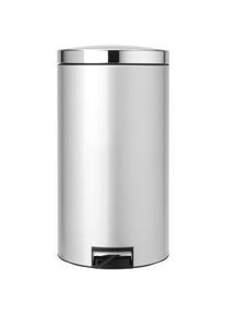 Brabantia Treteimer, 45 Liter, Eleganter Tretabfalleimer mit Kunststoffeinsatz, Farbe: Metallic Grey, Deckel: Brilliant Steel