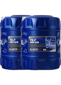 Hausmarke 2x 20 Liter Mannol Motoröl Ts-7 Uhpd Blue 10w-40 Api Ck-4cj-4