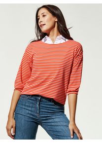 Walbusch Damen Ringel-Sweatshirt normale Größen Orange gestreift