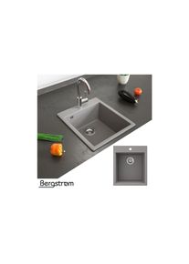 Bergström Granit Spüle Küchenspüle Einbauspüle Spülbecken Küche + Siphon Grau