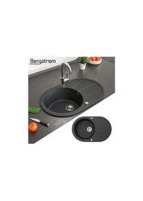 Bergström Granit Spüle Küchenspüle Einbauspüle Spülbecken+Drehexcenter+Siphon Schwarz