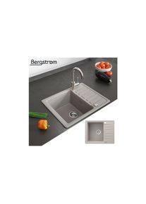 Bergström Granit Spüle Küchenspüle Einbauspüle Spülbecken+Drehexcenter+Siphon Beige