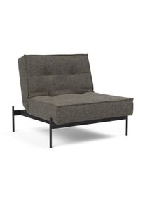 Innovation - Splitback Lauge Sessel - dunkelgrau/Stoff 216 Flashtex Dark Grey/Gestell Stahl schwarz/Armlehnen/Beine lackierte Eiche