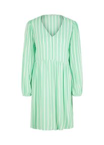 Tom Tailor Denim Damen Kleid mit Ballonärmeln, grün, Streifenmuster, Gr. XL