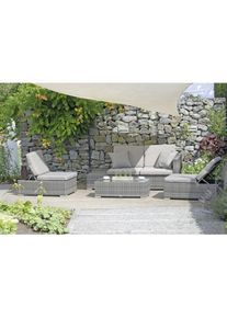 Garden Pleasure Garten Lounge Sitzgruppe Relax Sofa + Tisch + Sessel Terrasse Möbel Rattan Optik