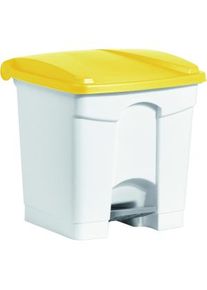 Helit Treteimer the step, 30 Liter, Hochwertiger Tretabfallbehälter aus stoßfestem Kunststoff, Farbe: gelb