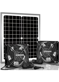 Allto Solar Wasserdichtes solarbetriebenes Ventilator-Set Pro, 15 W Solarpanel + 2 Stück Hochgeschwindigkeits-DC-Ventilator, bürstenloser Ventilator, Autofensterauspuff, DIY Kühlung Belüftung Projekt