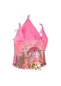 Relaxdays Spielzelt Mädchen, Kinderspielzelt Prinzessin Schloss, Spielhöhle drinnen & draußen, HBT: 142x102x102 cm, rosa