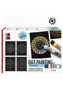 Marabu 1801000000084 - Dot Pen Set "Mandala", 4 x 25 ml Punktfarbe auf Wasserbasis für dotting Technik, trocknet matt & erhaben auf, für Mandala & Gestalten in der Dot Painting-Technik