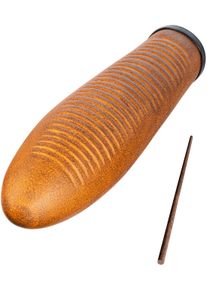 MEINL Percussion Guiro aus Fiberglas in brauner Oberfläche mit gepolsterten Grifflöchern – nicht in China hergestellt – Holzschaber inklusive, 2 Jahre Garantie (GU7BR)