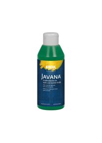 Kreul 91465 - Javana Stoffmalfarbe für helle und dunkle Stoffe, 250 ml Flasche dunkelgrün, brillante Farbe auf Wasserbasis, pastoser Charakter, zum Stempeln und Schablonieren, nach Fixierung waschecht