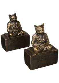 Design Toscano Geist des Zen: Meditierende Katze, Buchstütze aus Eisenguss: 2er-Set