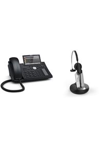 Snom D375 Euro 300 Desk Telephone Black & A170 DECT-Headset (HD-Audioqualität, Rauschunterdrückung, 3 Tragevarianten, DECT mit großer Reichweite bis zu 50 m), 00004387, Schwarz