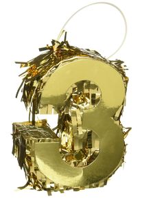 Amscan Party Decorations, Foil Number Mini Pinata 3", Party Supplies, Gold, 6 x 4 1/2 x 2 inches