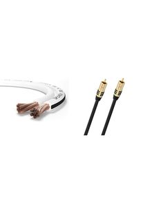 Oehlbach Speaker Wire SP-25-2x2,5 mm² Mini Spule Lautsprecher Kabel - Weiß 30 Meter & NF Sub, Cinch Subwoofer-Kabel - Audiokabel - rund - OFC - 2m - schwarz