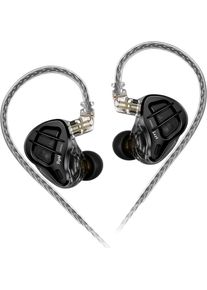 KZ ZAR 7 Hybrid-Treiber, In-Ear-Kopfhörer, abnehmbares silberfarbenes Kabel, HiFi-Kabel, verlustfreier Sound für Audiophile (schwarz, ohne Mikrofon)