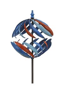 Dehner Riesen-Windrad Globe, Höhe 186 cm, Ø 46 cm, Metall, blau/rot