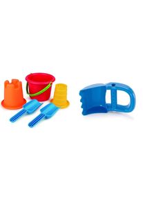 HAPE E4053-5-in-1 Strandset, Strandspielzeug/Sandspielzeug, Mehrfarbig & HAPE GD70423 E4019 - Handbagger, Strandspielzeug/Sandspielzeug, blau