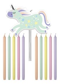 Folat 68380 Kerzen Unicorns & Rainbows 10cm-11 Stück, Mehrfarben