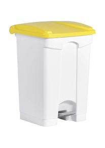 Helit Tretabfallbehälter, Volumen 45 l, BxHxT 410 x 605 x 400 mm, weiß, Deckel gelb