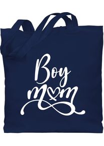 Shirtracer Jutebeutel Stoffbeutel Stofftasche Baumwolltasche - Muttertag - Boy mom mit Herz weiß - Unisize - Navy Blau - WM101