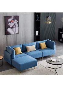 RETRIN 3-Sitzer-Sofa Bequemes Sofa aus Leinen,Schlafsofa Wohnzimmer Schlafcouch 3 Sitzer L-Form,Design Moderne 276 cm
