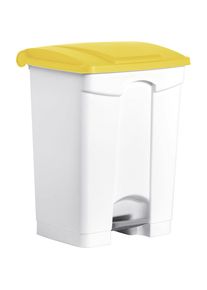 Helit Tretabfallbehälter, Volumen 70 l, BxHxT 500 x 670 x 410 mm, weiß, Deckel gelb