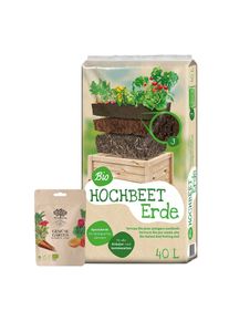 Floragard Universal Bio-Hochbeeterde 40 Liter & Terre Unity Bio Gemüsegarten-Samen Bundel - torffrei, samenfest und vegan - Aussaat Set-Anzuchterde & Saatgut