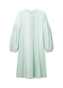 Tom Tailor Damen Kleid mit Ballonärmeln, grün, Streifenmuster, Gr. 36