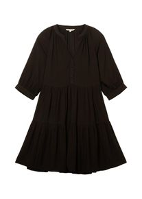 Tom Tailor Denim Damen Kleid mit Volants, schwarz, Uni, Gr. XL