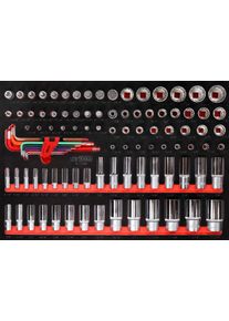 Brilliant Tools KS Tools 811.0099 1/4'' + 3/8'' + 1/2'' Steckschlüssel-Satz in Schaumstoffeinlage, 99-tlg, Zoll
