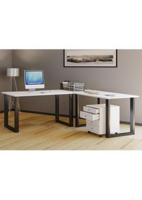 PKline Eckschreibtisch Computer Schreibtisch Arbeitstisch PC Tisch Bürotisch weiß