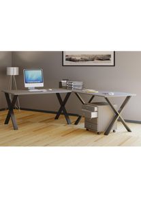 PKline Eckschreibtisch Computer Schreibtisch Arbeitstisch PC Tisch Bürotisch grau