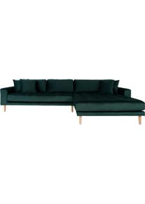PKline Lido Chaiselongue Sofa rechts Velour + 4 Kissen grün Couch Garnitur Wohnzimmer