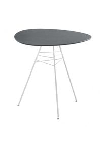 Arper - Leaf Gartentisch dreieckig H74 - grau/Gestell mattweiß/lackiert/Tischplatte aus MDF hydrophob H04/H x Ø 74 x 79cm