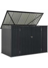Juskys Mülltonnenbox Namur 1,9m2 grau aus Metall mit 2 abschließbaren Türen