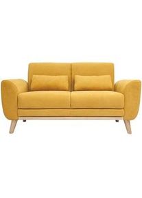 Miliboo Skandinavisches 2-Sitzer-Sofa in gelb Samt EKTOR