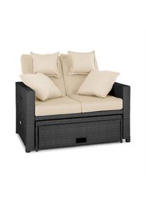 Blumfeldt Komfortzone Rattan-Lounge-Sofa Zweisitzer Polyrattan Klapptische GDM8-Komfortzone-GR
