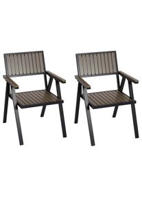 2er-Set Gartenstuhl MCW-J95, Balkonstuhl Stuhl, Outdoor-Beschichtung, Aluminium Polywood ~ Gestell schwarz, grau