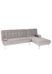Schlafsofa MCW-K22, Couch Ecksofa Sofa, Liegefläche links/rechts Schlaffunktion ~ Samt grau
