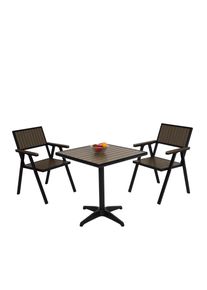2er-Set Gartenstuhl+Gartentisch MCW-J95, Stuhl Tisch, Gastro Outdoor-Beschichtung, Alu Polywood ~ schwarz, grau