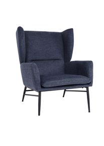 Lounge-Sessel MCW-L62, Ohrensessel Cocktailsessel Sessel Polstersessel, Stoff/Textil Metall ~ blau
