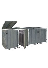 XL 4er-/8er-Mülltonnenverkleidung MCW-H74, Mülltonnenbox, erweiterbar 120x75x96 Holz FSC-zertifiziert ~ grau-weiß