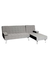 Schlafsofa MCW-K22, Couch Ecksofa Sofa, Liegefläche links/rechts Schlaffunktion ~ Stoff/Textil hellgrau, schwarz