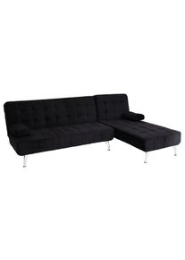 Schlafsofa MCW-K22, Couch Ecksofa Sofa, Liegefläche links/rechts Schlaffunktion ~ Samt schwarz