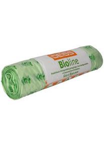 EMIL DEISS KG (GmbH + Co.) DEISS BIOLINE Bioabfallsäcke 60 Liter ecovio® Biokunststoff, Müllbeutel feuchtigkeitsdichte abbaubarer Folie, (BxLxS): 700 x 1100 x 0,02 mm, 1 Rolle = 10 Säcke