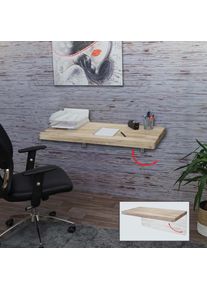 Wandtisch MCW-H48, Wandklapptisch Wandregal Tisch, klappbar Massiv-Holz ~ 100x50cm naturfarben