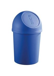 Helit Abfallbehälter the flip, 13 Liter, Formschöner Push-Mülleimer aus stoßfestem Kunststoff, Farbe: blau