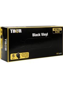 Abena Re-Seller GmbH ABENA® Thor Black Vinyl Einweghandschuhe, puderfrei, schwarz, Puderfrei Einmalhandschuhe mit glatter Oberfläche, 1 Packung = 100 Stück, Größe S