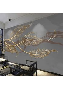 XLMING Goldene geprägte abstrakte Linien Wandbild Wohnzimmer Sofa Hintergrund Wanddekor Wandtuch 3D Fresko wohnzimmer tapeten tapete wand für schlafzimmer retro geometrisch fototapete-150cm×105cm